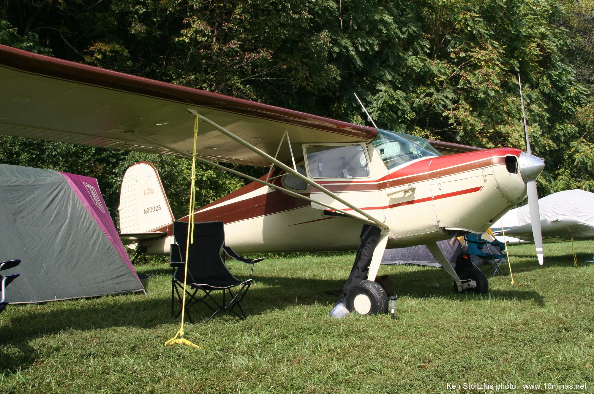 Cessna 140 N90023 with Lycoming O-235 at Lee Bottom Flying Field ...
